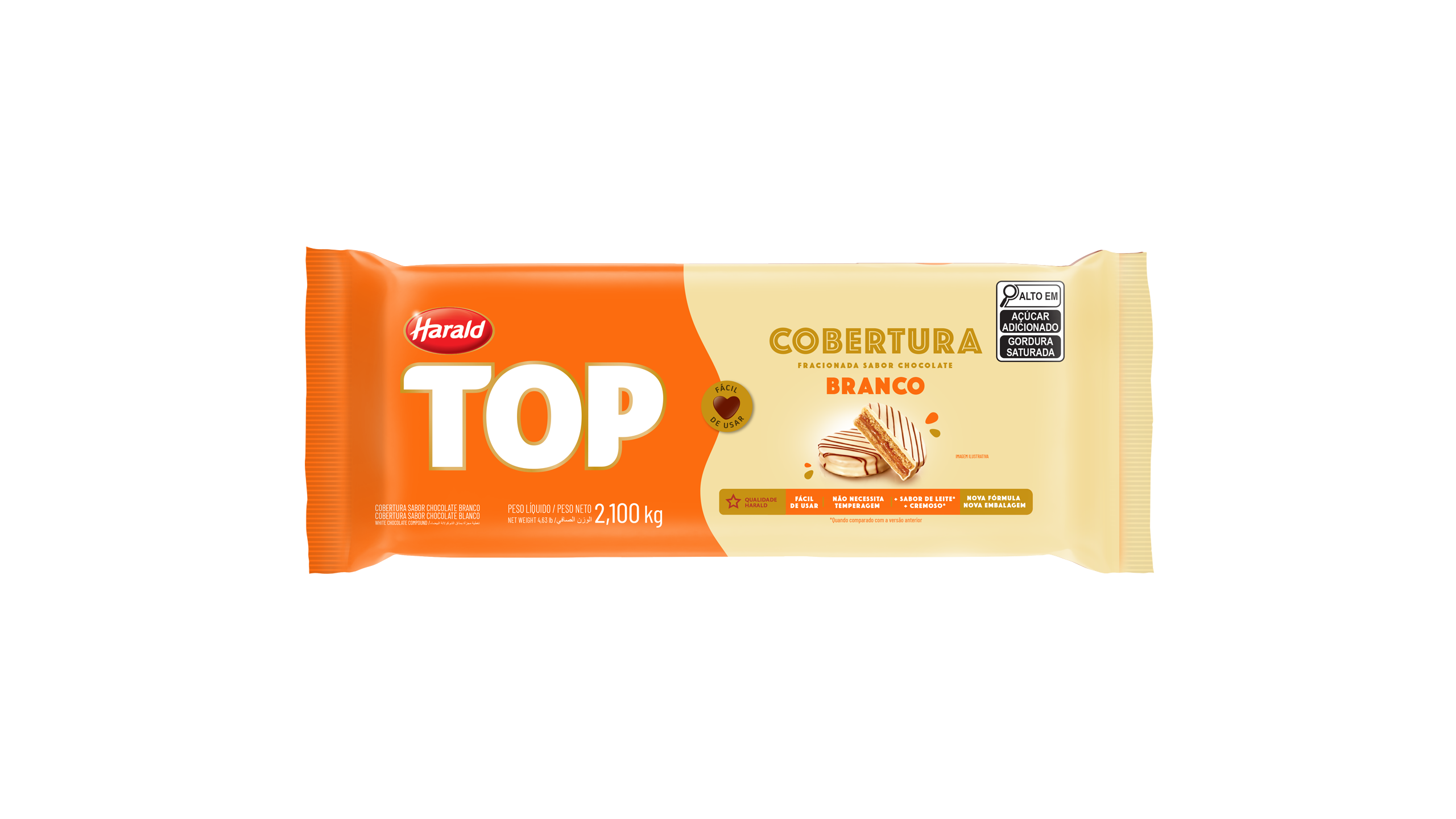 Cobertura TOP sabor Chocolate Branco em Barra 2,100kg - Harald